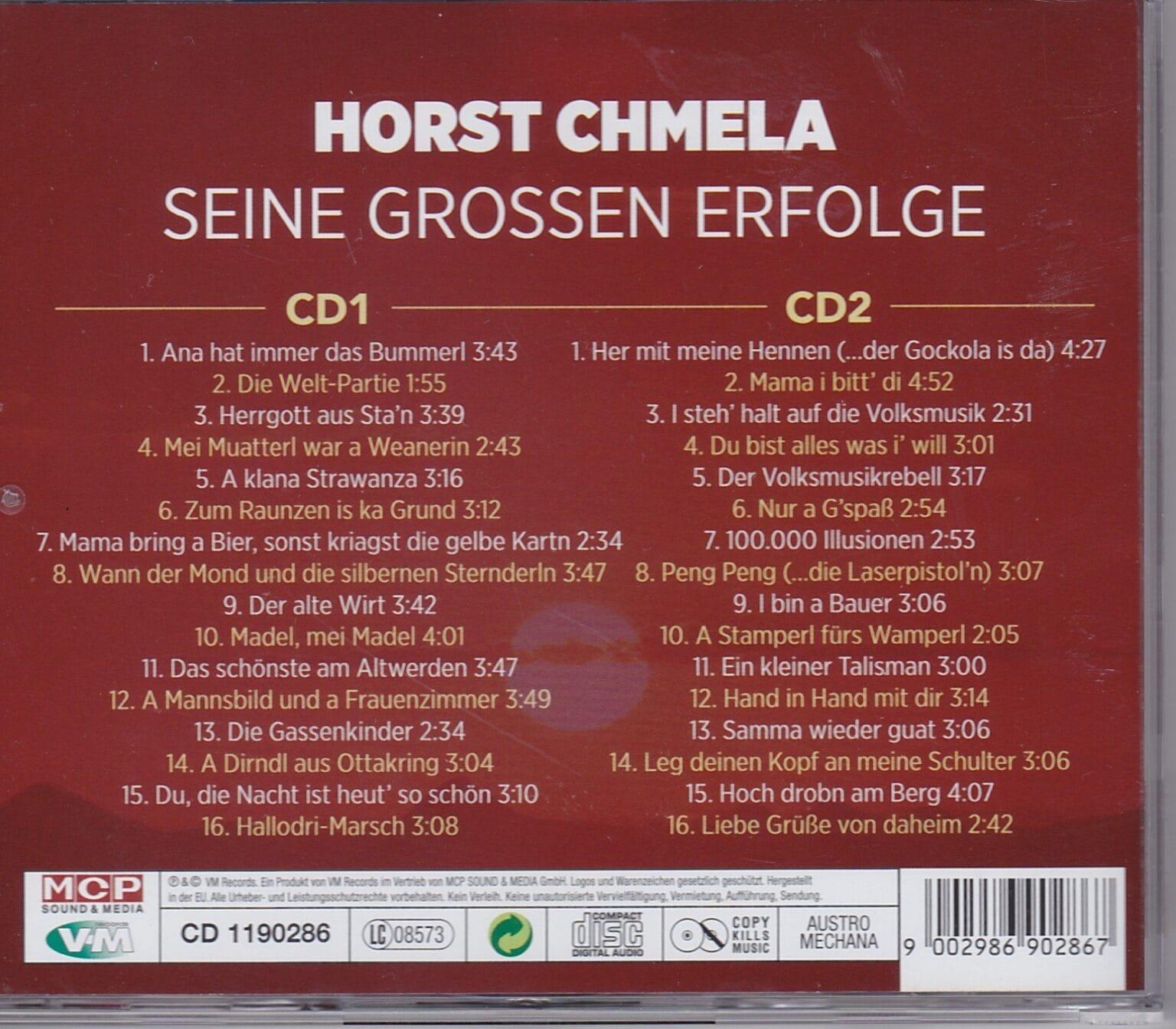 Doppel CD: Horst Chmela- Seine größten Erfolge - radiowienerlied.at
